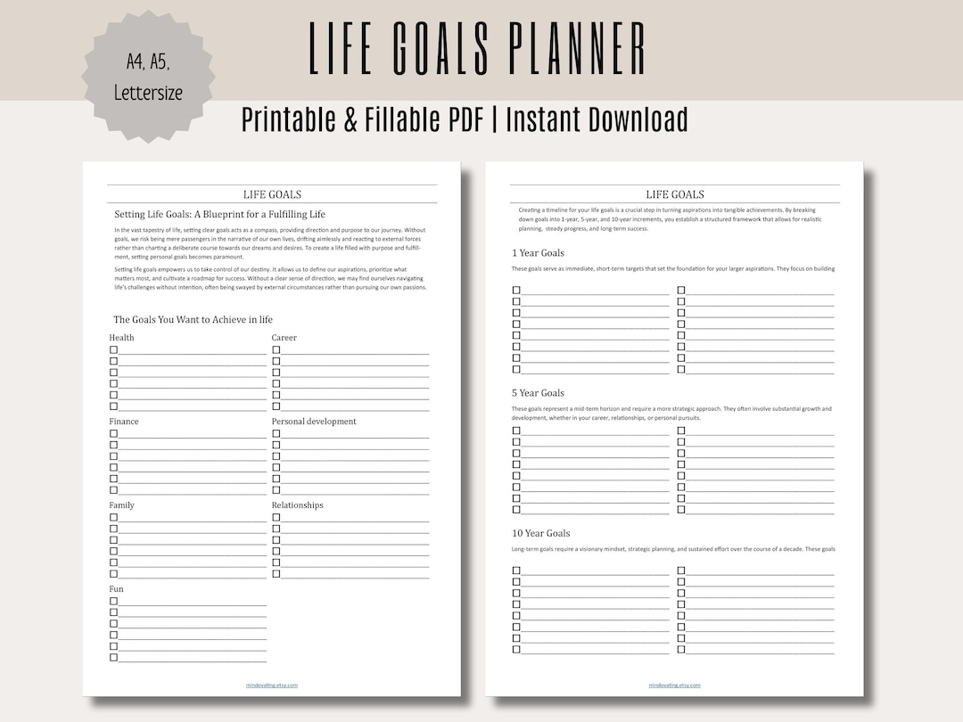 Life Goals Planner, Goal Setting, Life Vision Planner, My Future, Dream ...
