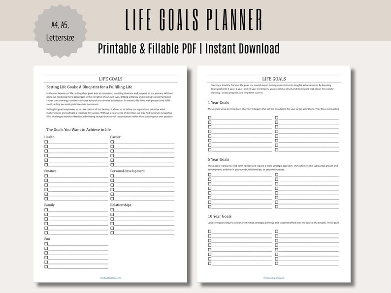 Life Goals Planner, Goal Setting, Life Vision Planner, My Future, Dream ...