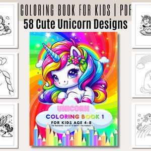 Cute Unicorn Coloring Pages for Kids, Unicorn Printables, Printable ...