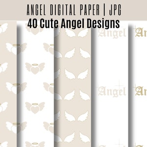 40 Angel Digital Paper Pack Seamless Patterns Backgrounds Scrapbook ...