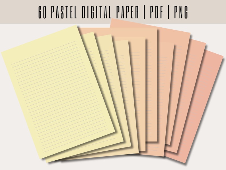 Pastel Lined Digital Paper: A4, US Letter (PDF & PNG) - Etsy