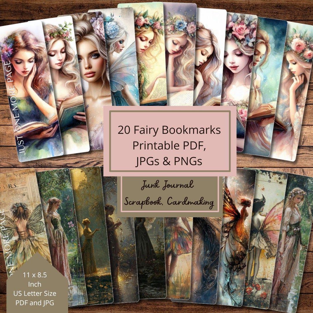 20 Fairy Bookmarks - Printable Bookmark Set - Digital Download - PDF ...