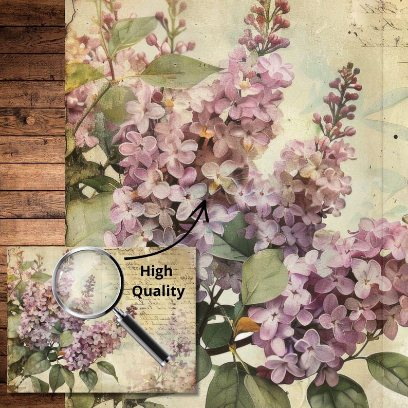 10 Lilac Junk Journal Printable Paper Pages - Digital Download ...