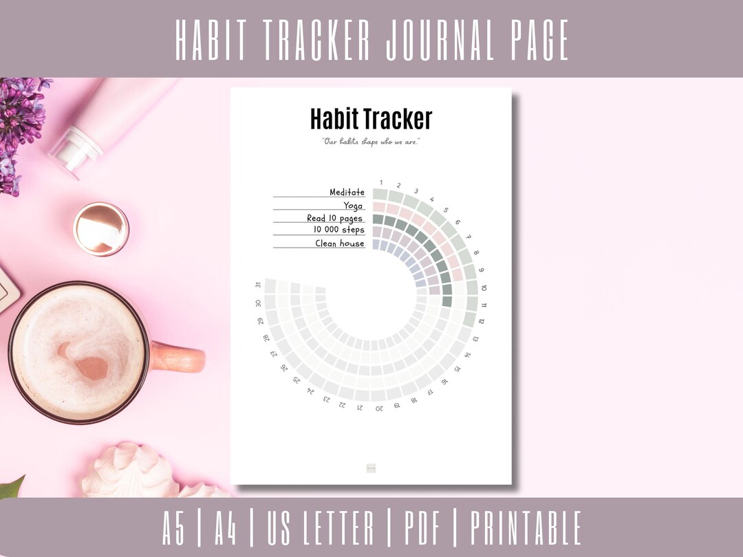 Monthly Habit Tracker Printable: Goal Tracker, Fitness & Health (PDF ...