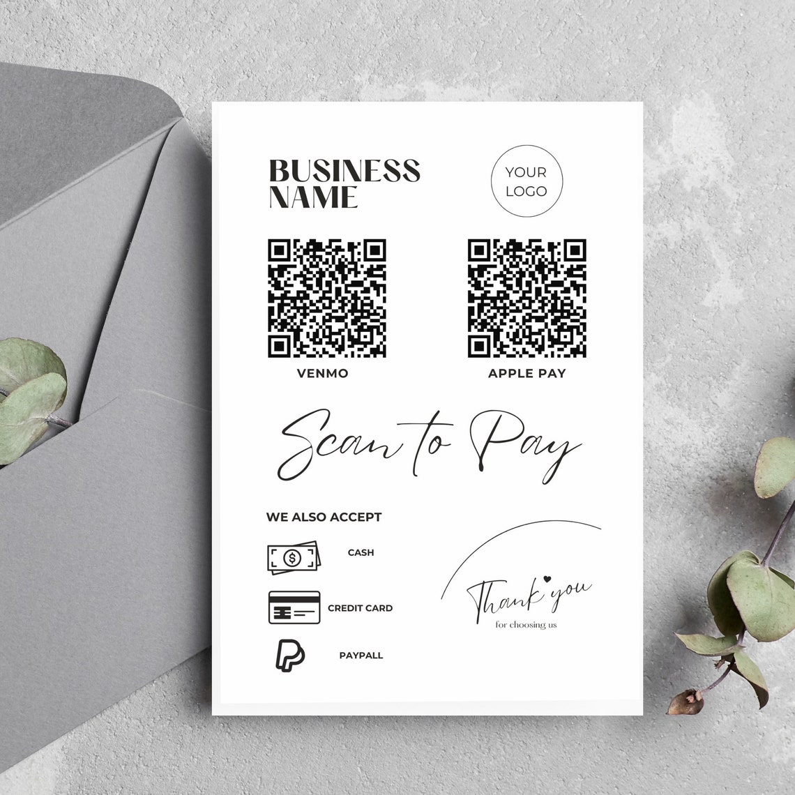 Editable Scan to Pay Sign, Scan to Pay Canva Template, QR Code Sign ...