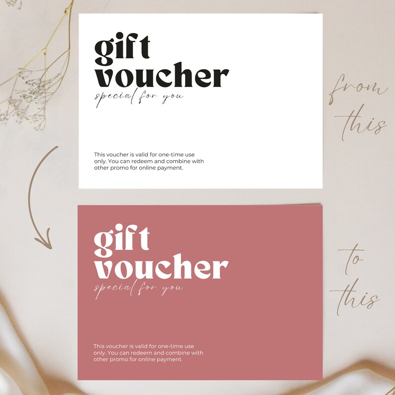 Modern Gift Voucher Template White Canva Editable Gift - Etsy
