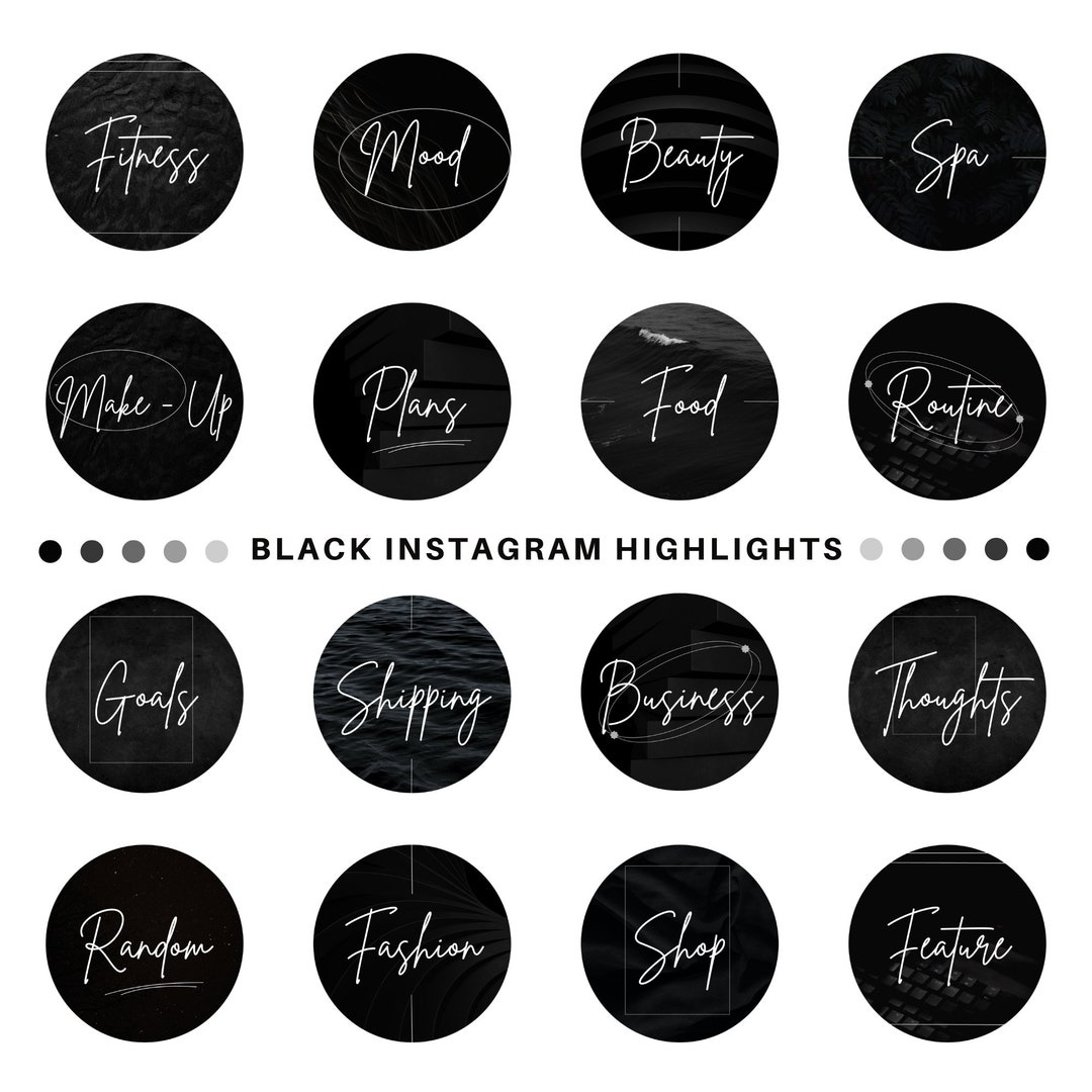 80 portadas destacadas de Instagram negras, paquete minimalista de ...