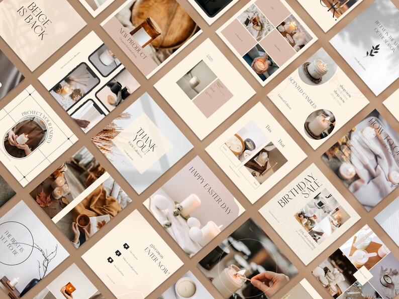 50 Instagram Candle Post Template Canva Minimalist Candlemaker Shop ...