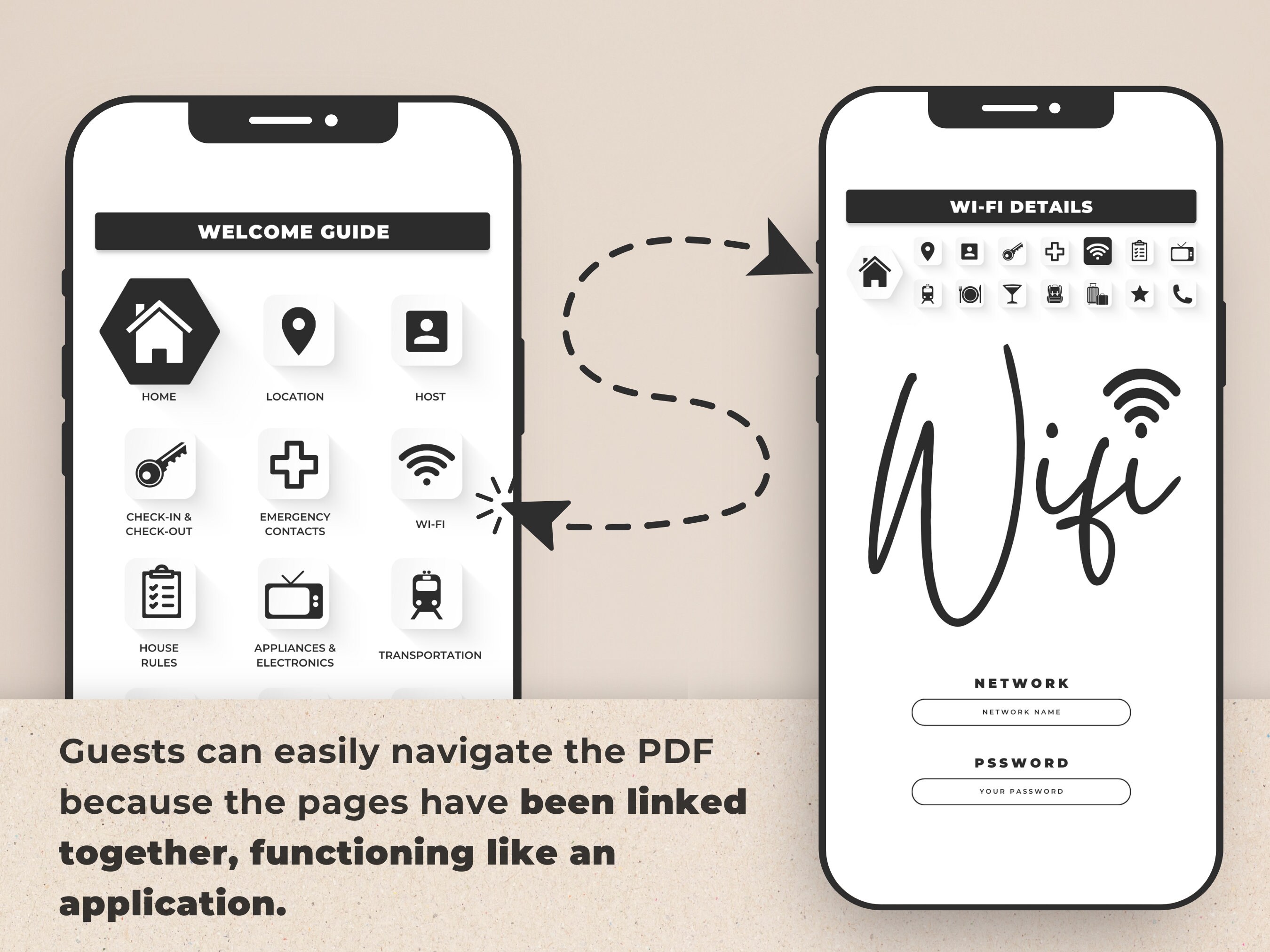 Airbnb Books Template Canva Digital Booking Black and White VRBO ...