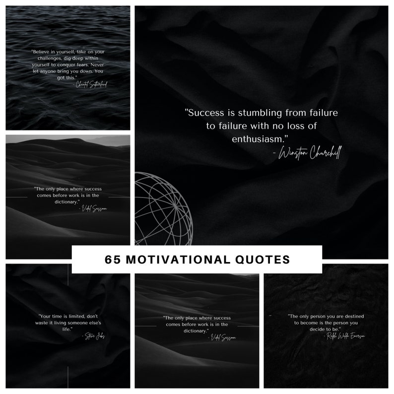 65 Instagram Motivational Quote Template Canva, Editable Quotes, Black ...