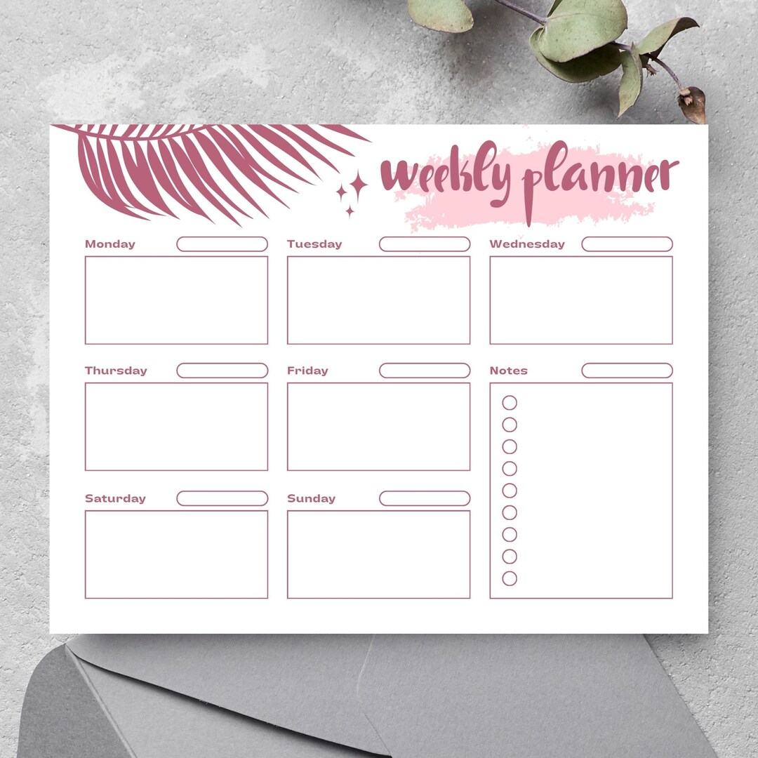 Weekly Planner Pink Printable Weekly Planner Modern for Girl Weekly ...
