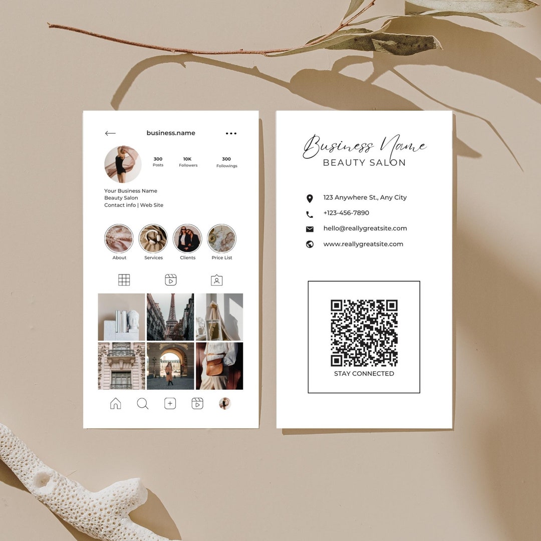 İnstagram Business Card, QR Code Business Card, Premade Instagram ...