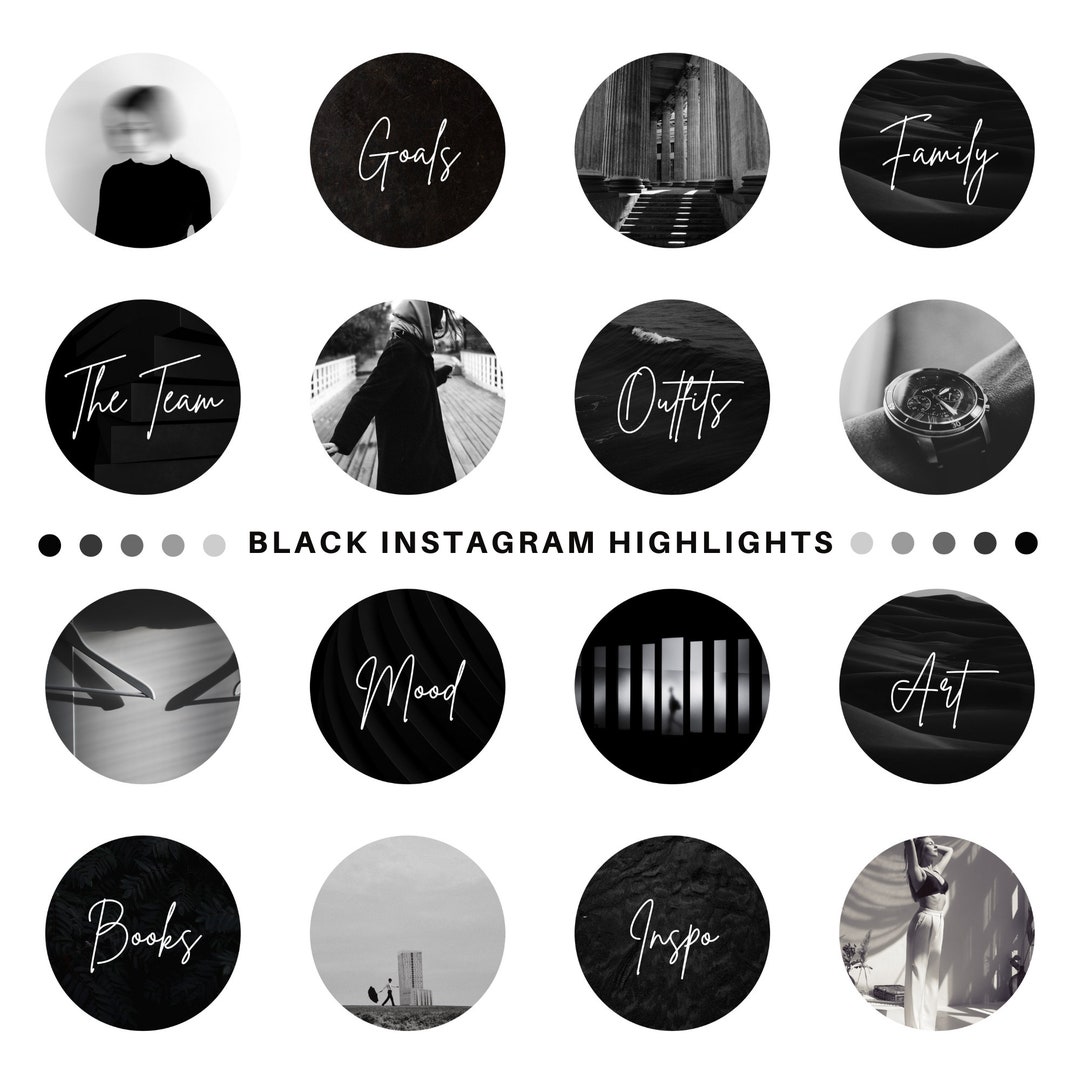 100 Black Instagram Highlight Covers, Minimalist IG Story Highlights ...
