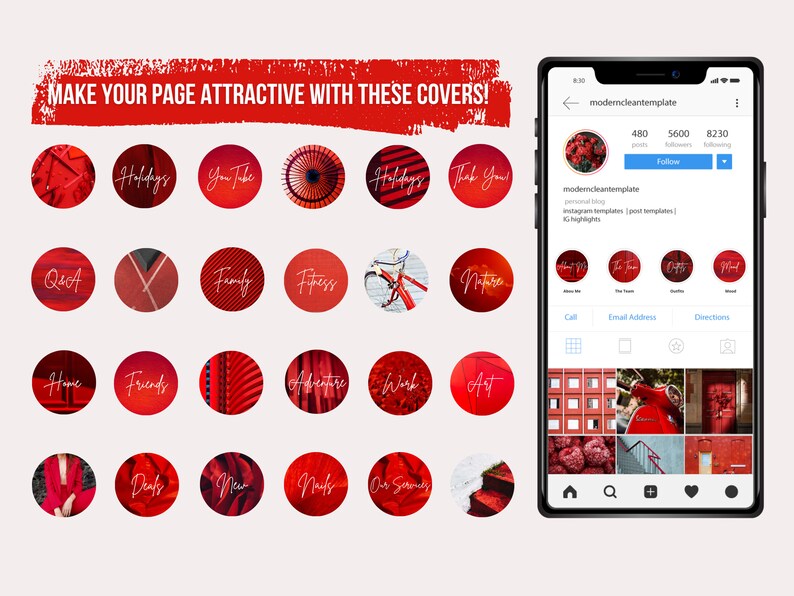 80 Red Instagram Highlight Covers Minimalist IG Story Highlight Covers ...