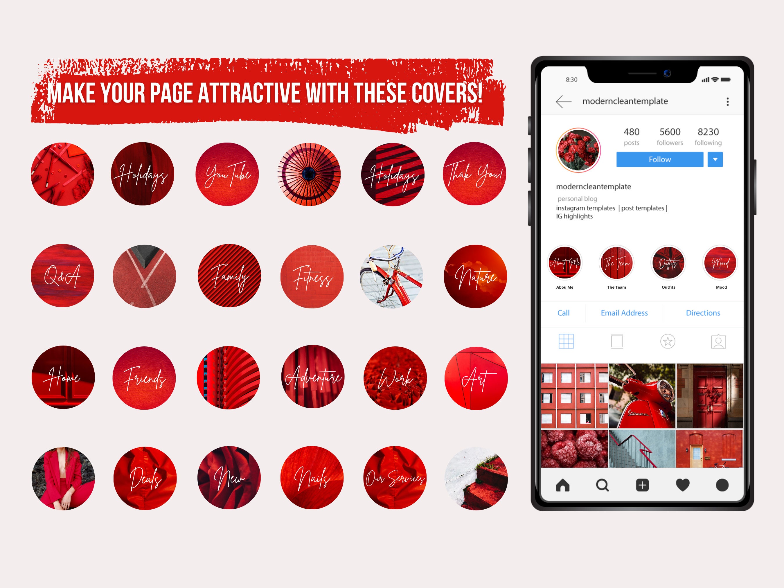 80 Red Instagram Highlight Covers Minimalist IG Story Highlight Covers ...