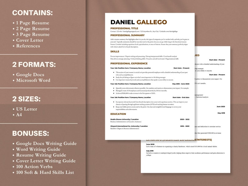 Resume Template for Google Docs Resume Template ATS Friendly Resume ...
