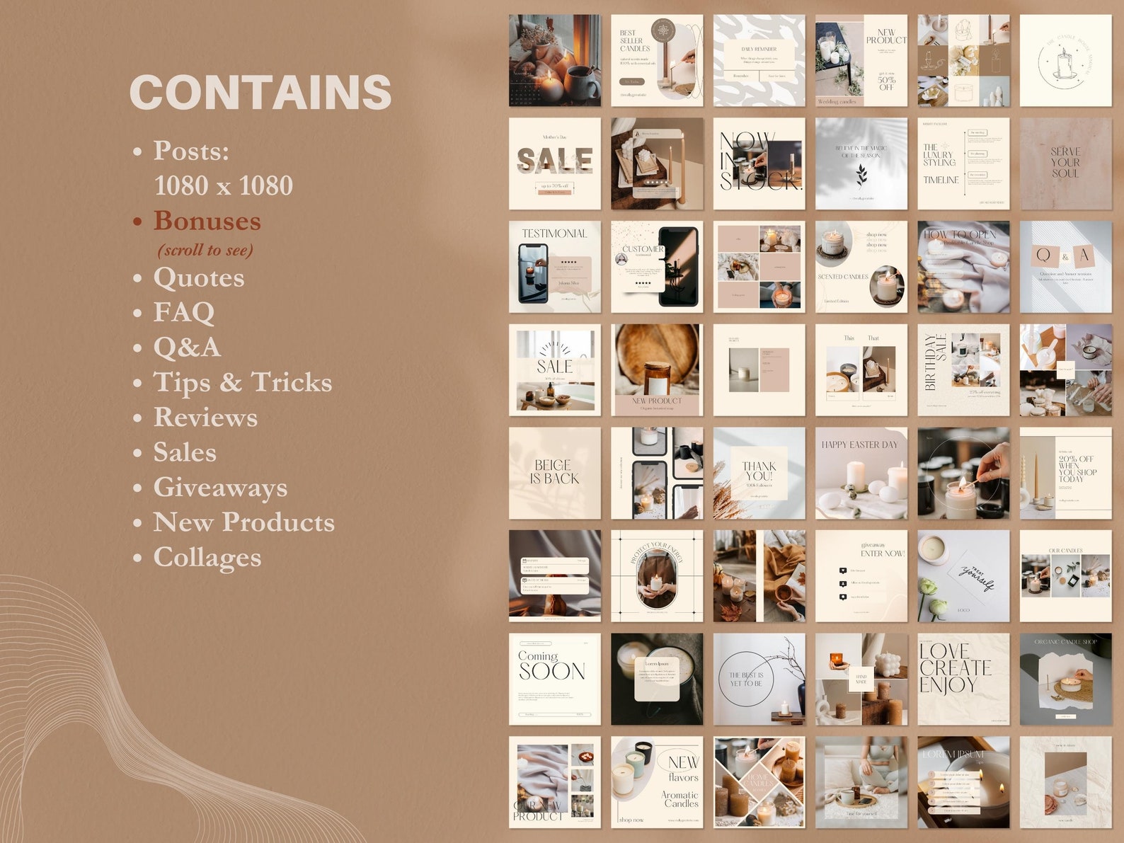 50 Instagram Candle Post Template Canva Minimalist Candlemaker Shop ...