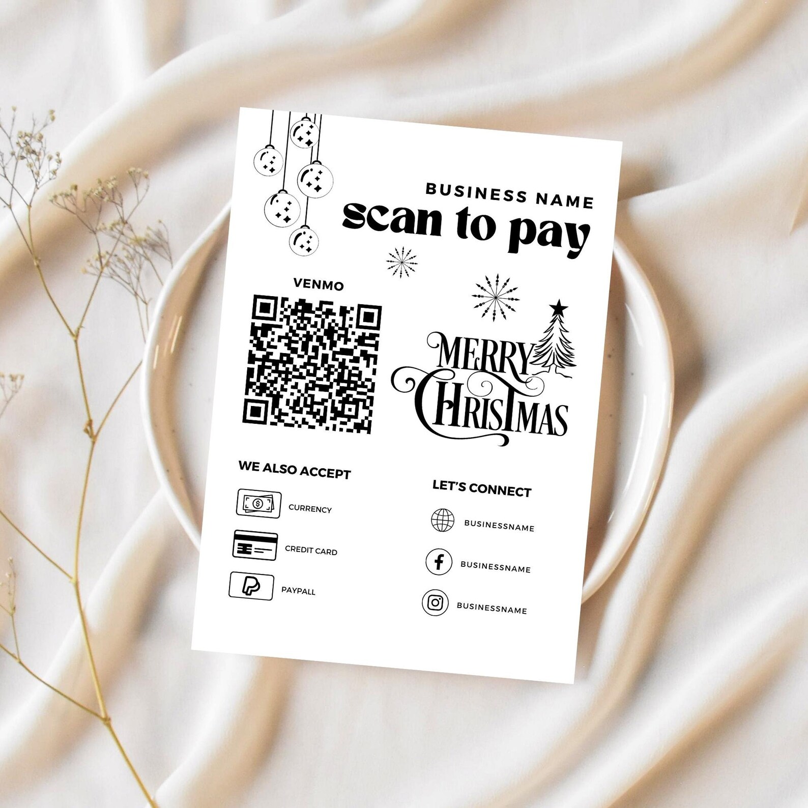 Christmas Scan to Pay Sign Template for Holiday Market, QR Code Sign ...