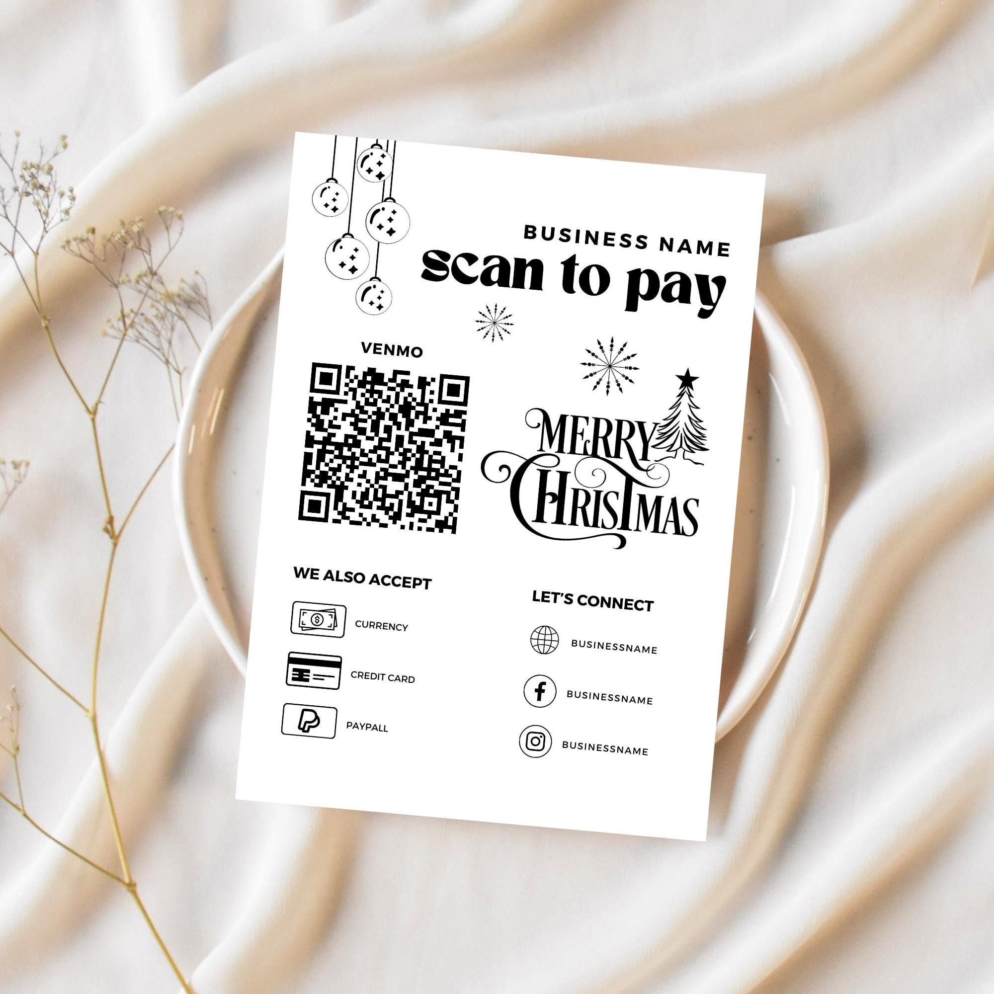 Christmas Scan to Pay Sign Template for Holiday Market, QR Code Sign ...
