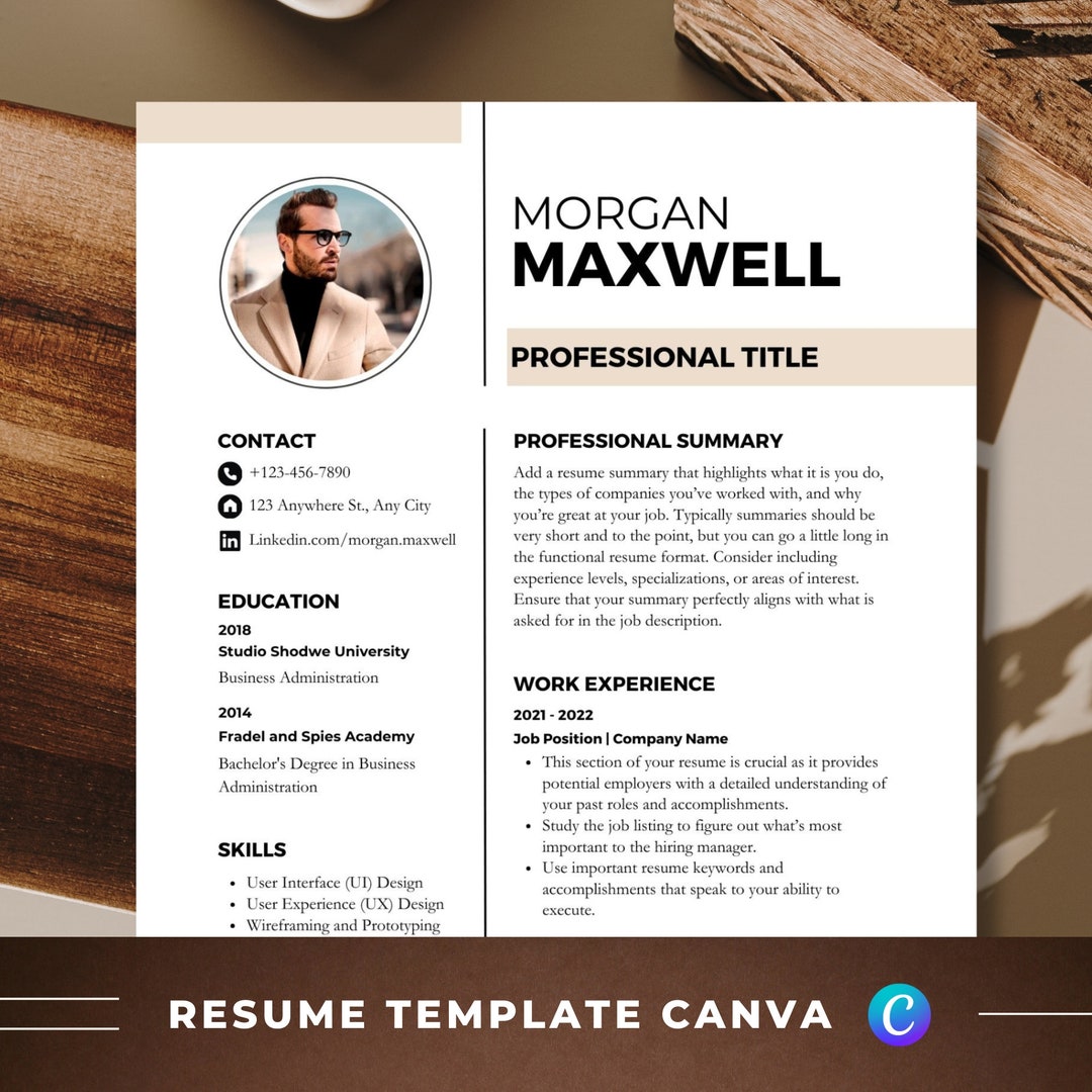 Resume Template Canva Resume Template With Photo CV Canva Creative ...