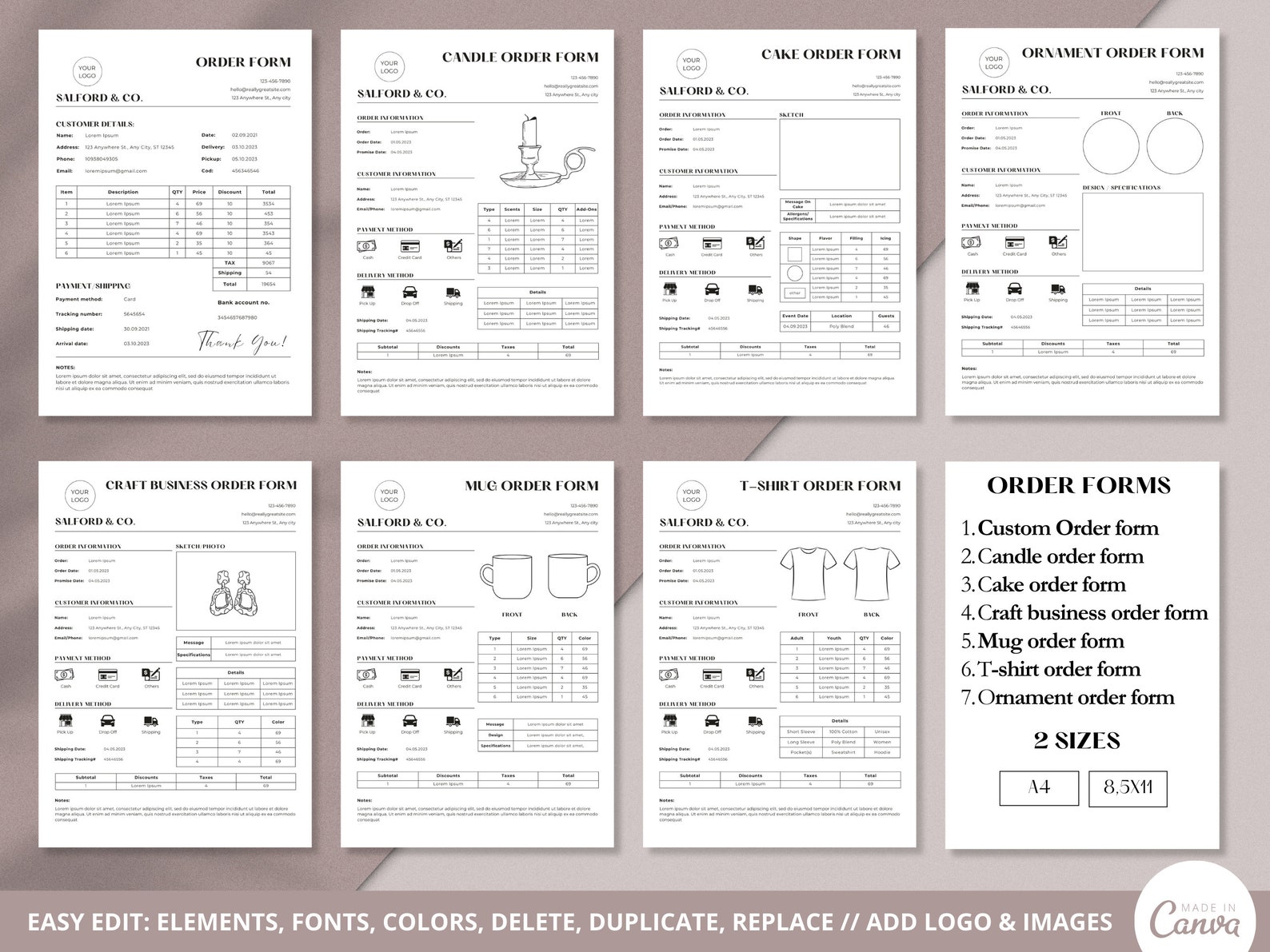 Editable Small Business Bundle Template, Craft Show Bundle, Order Form ...