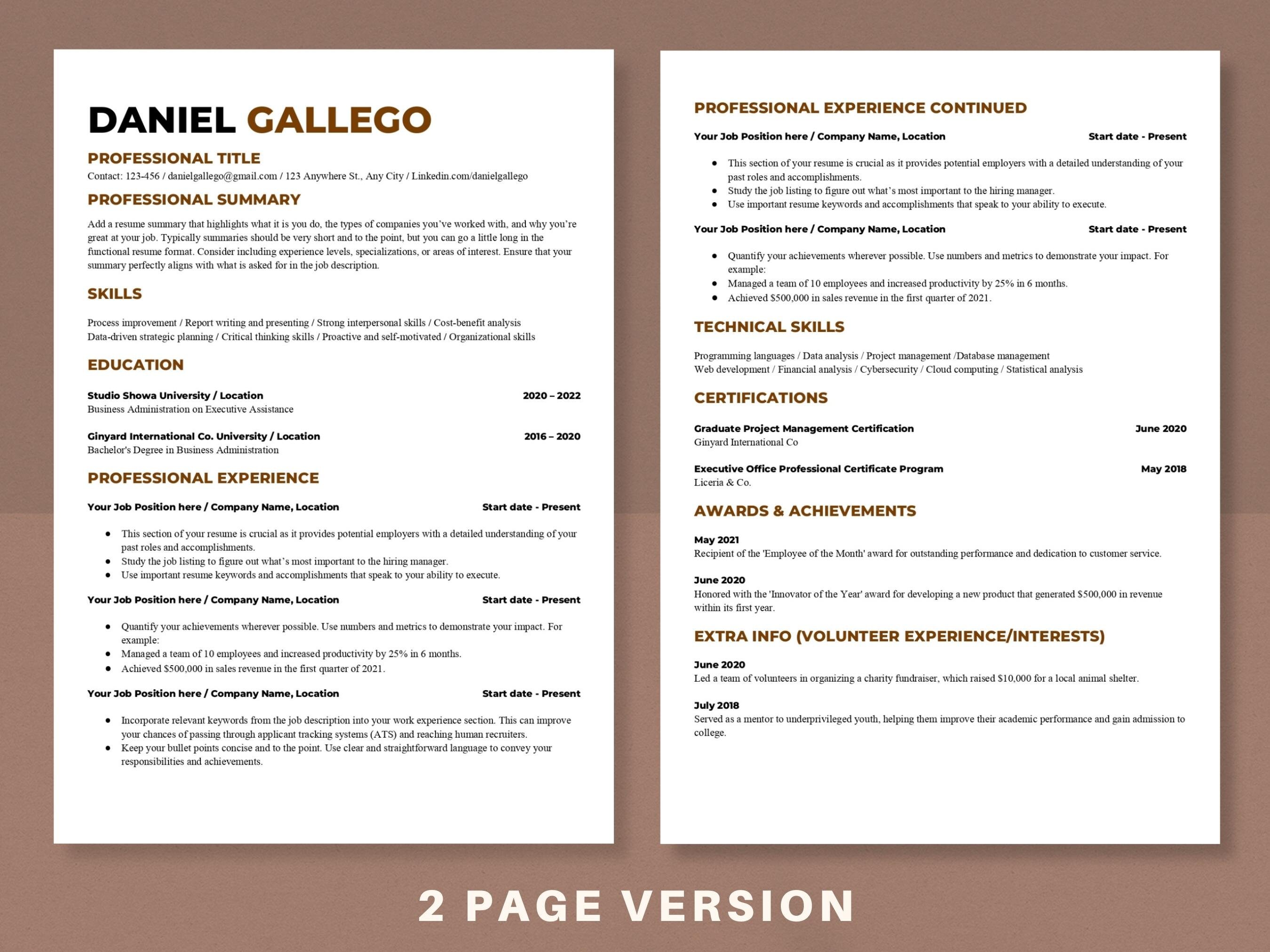Resume Template for Google Docs Resume Template ATS Friendly Resume ...