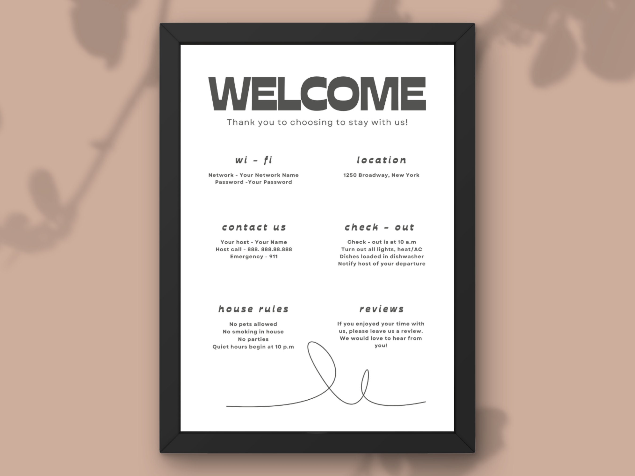 Airbnb Welcome Sign Template Canva Editable Airbnb House - Etsy