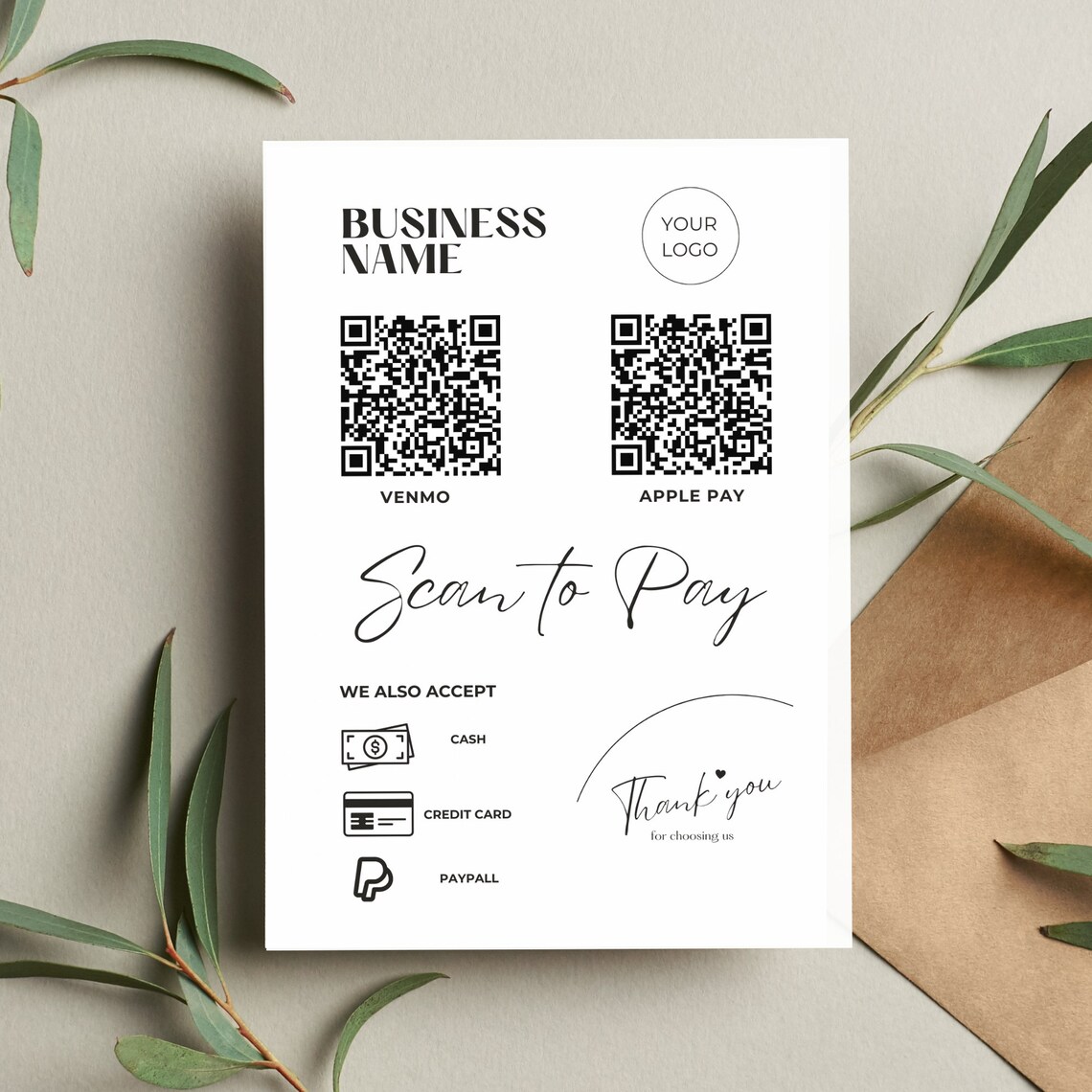 Editable Scan to Pay Sign, Scan to Pay Canva Template, QR Code Sign ...