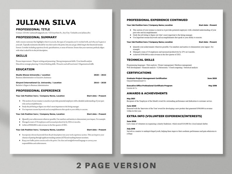 Google Docs Resume Template Google Docs ATS Friendly Word Resume ...