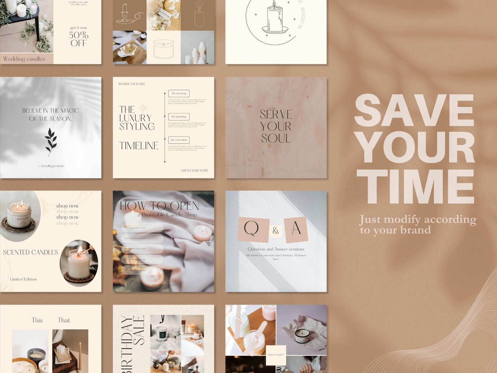 50 Instagram Candle Post Template Canva Minimalist Candlemaker Shop ...