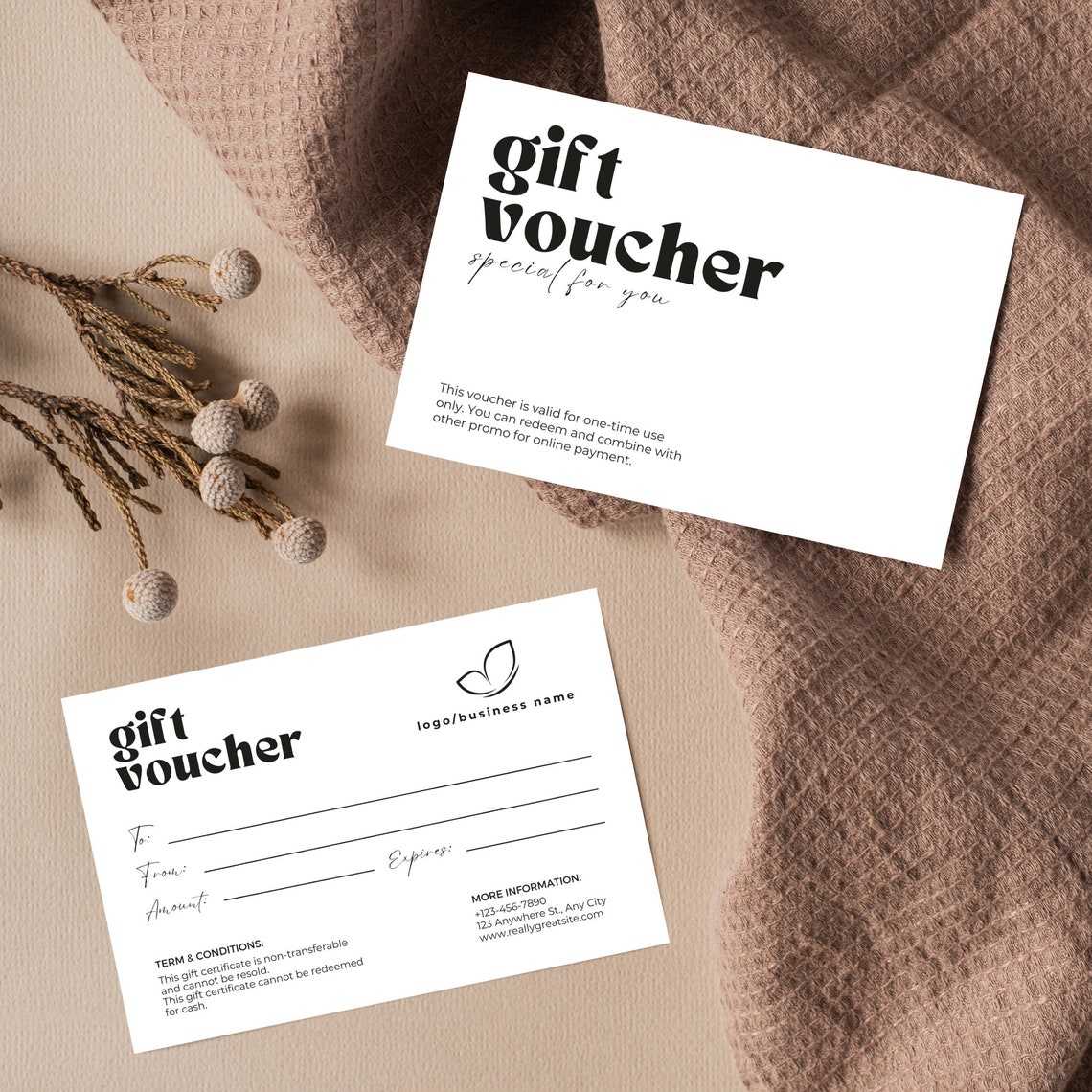 Modern Gift Voucher Template White Canva Editable Gift - Etsy