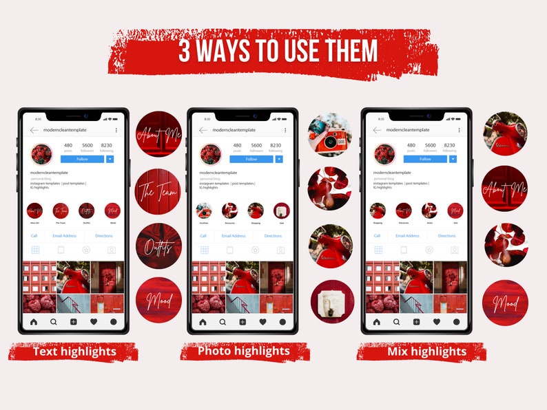 80 Red Instagram Highlight Covers Minimalist IG Story Highlight Covers ...