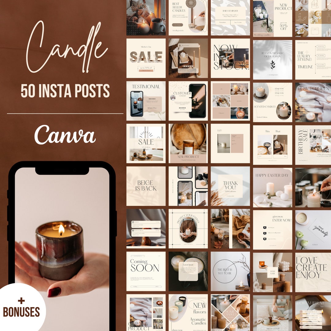 Instagram Post Template 'candle', Candlemaker Shop Insta Post Canva ...