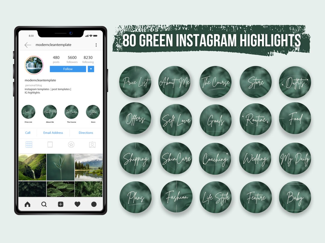 80 Green Instagram Highlight Covers Minimalist IG Story - Etsy