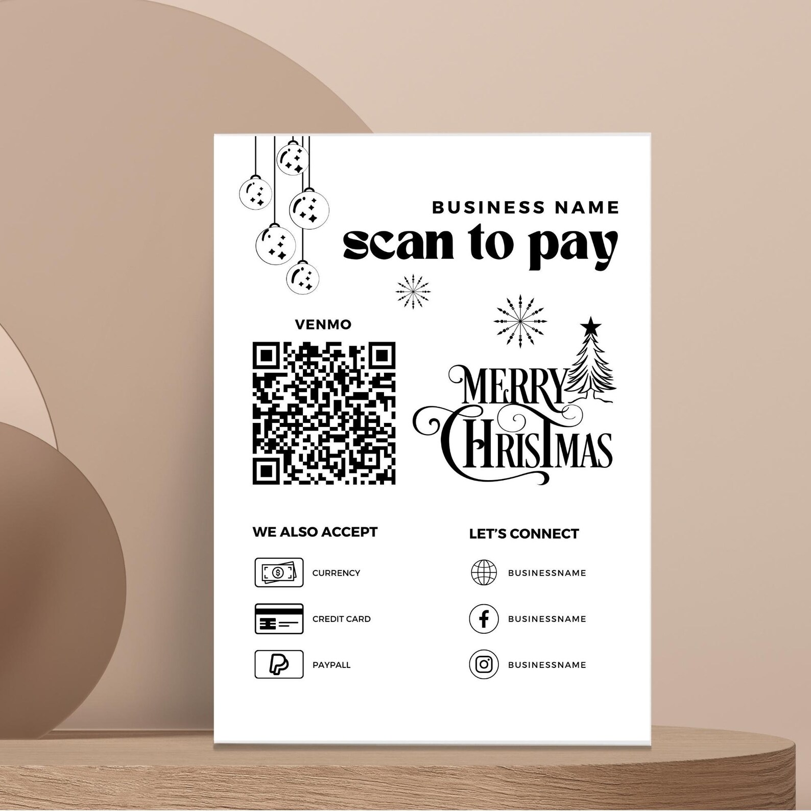 Christmas Scan to Pay Sign Template for Holiday Market, QR Code Sign ...