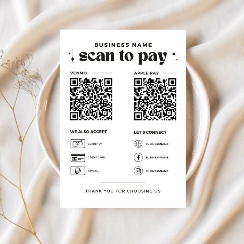 Scan to Pay Template Canva Editable QR Code Sign for Small - Etsy