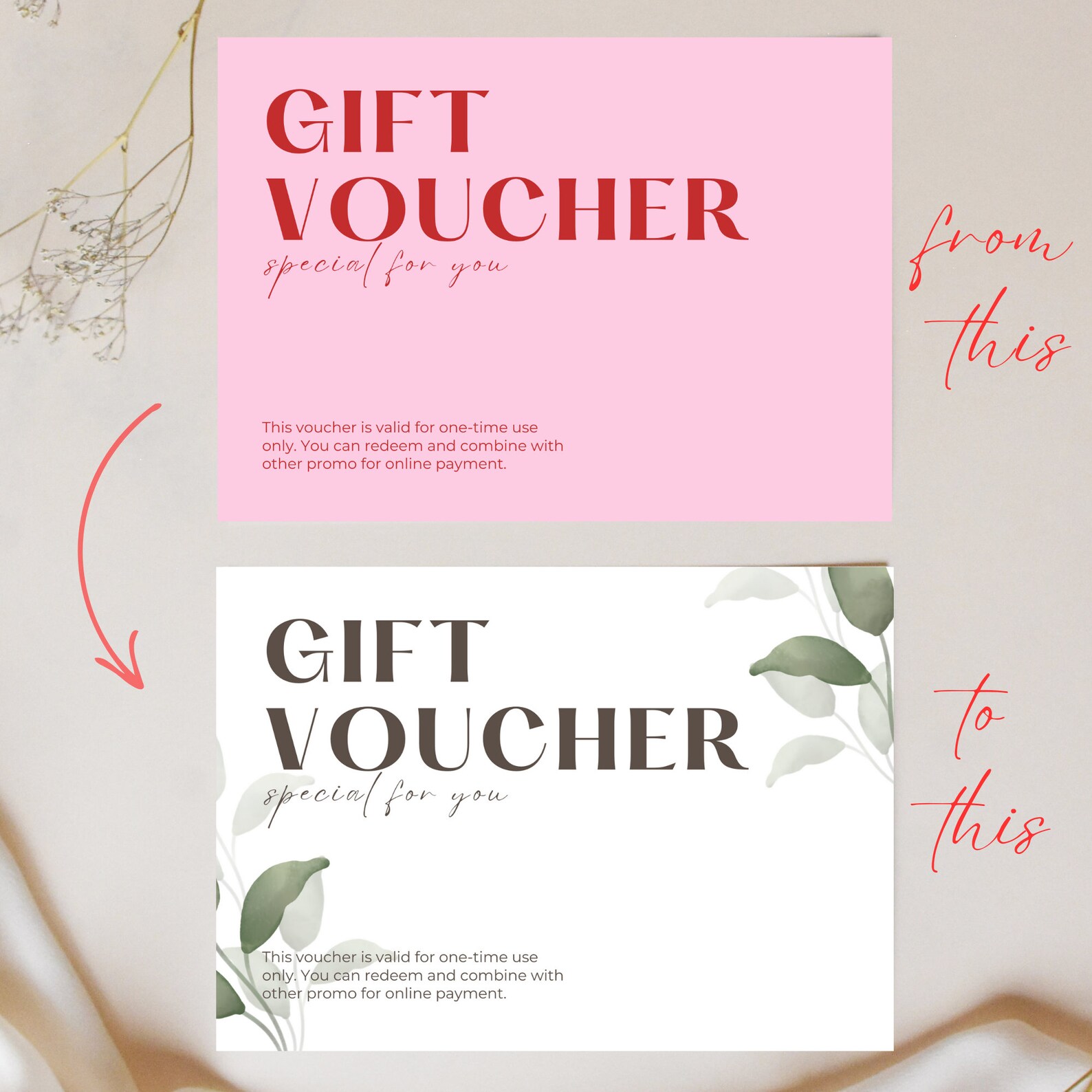 Pink Gift Voucher, Canva Editable Gift Certificate Template, Printable ...