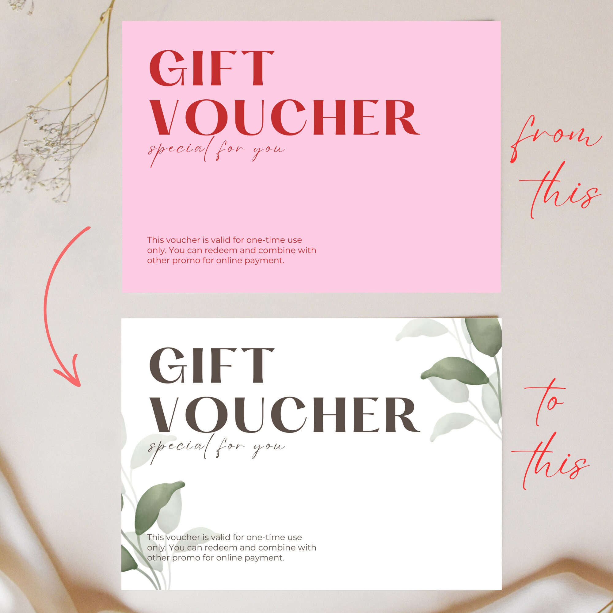 Pink Gift Voucher, Canva Editable Gift Certificate Template, Printable ...