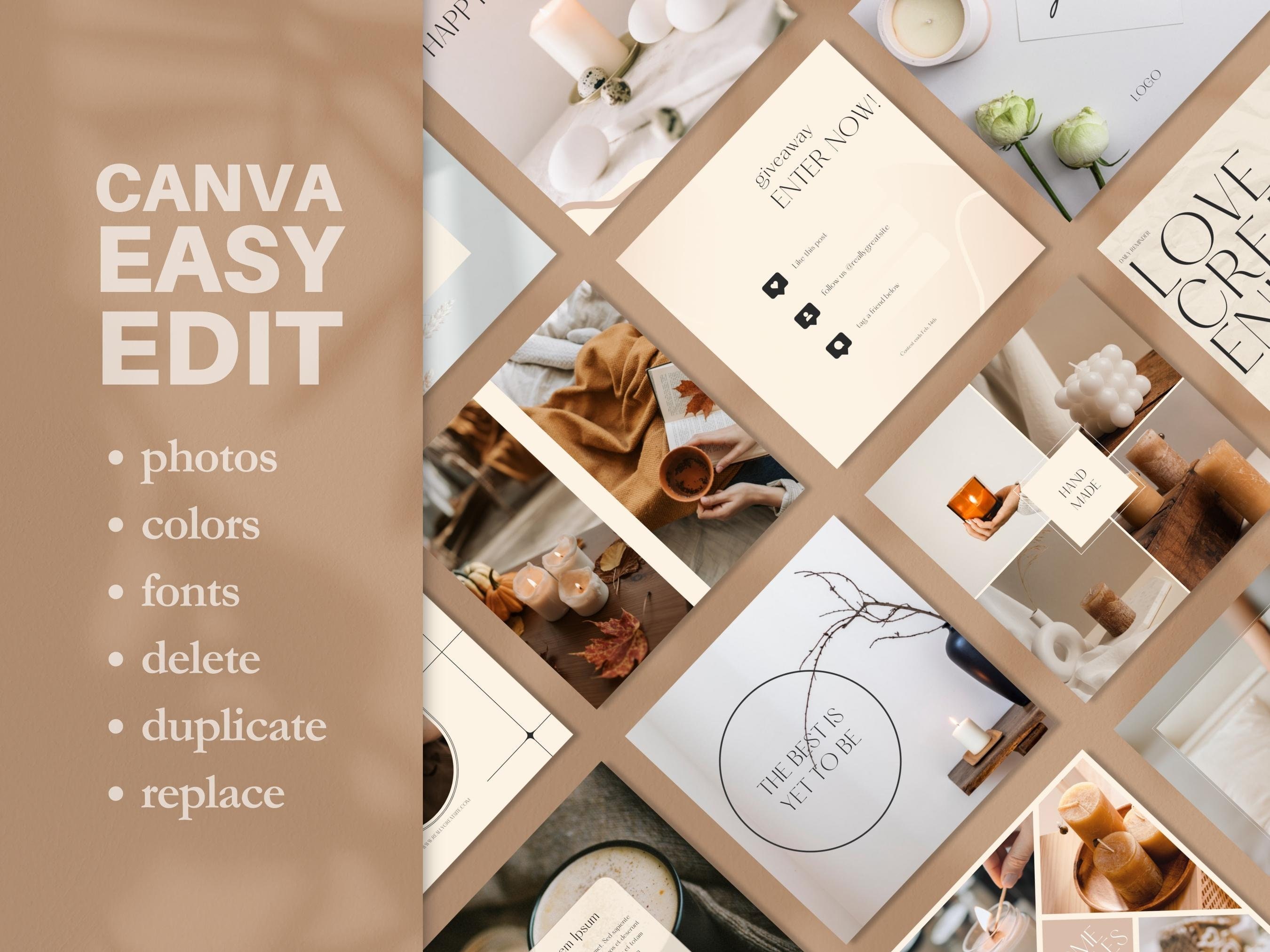50 Instagram Candle Post Template Canva Minimalist Candlemaker Shop ...