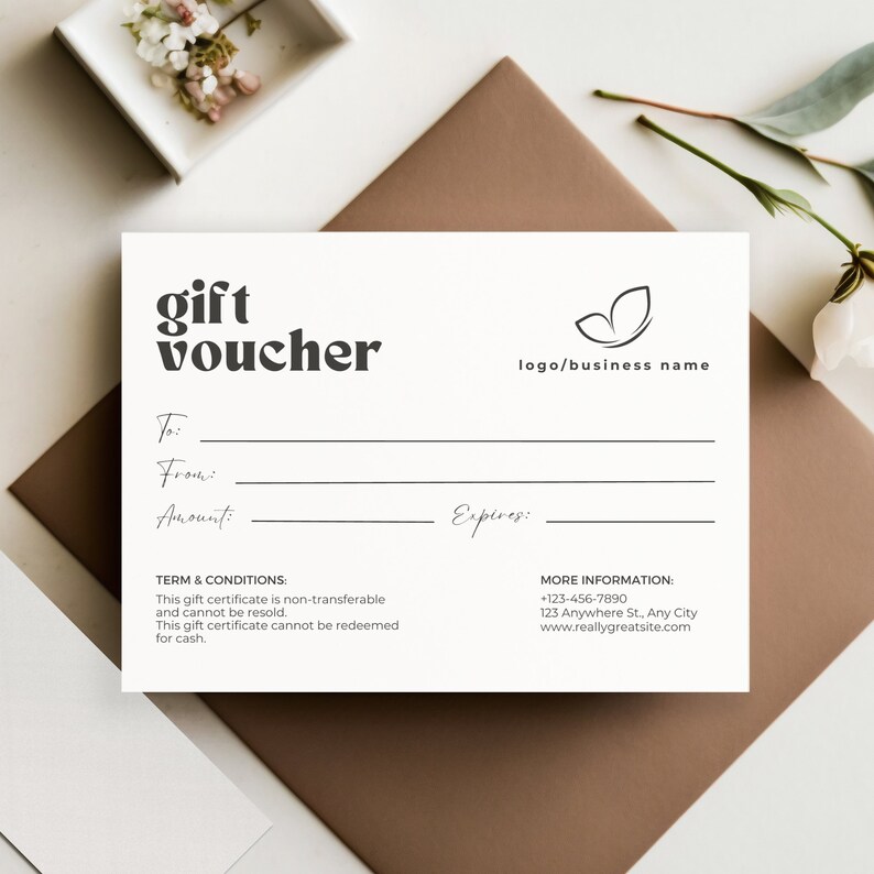 Modern Gift Voucher Template White Canva Editable Gift - Etsy