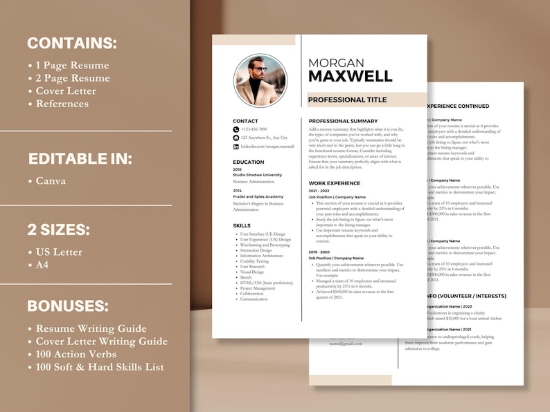 Resume Template Canva Resume Template With Photo CV Canva Creative ...