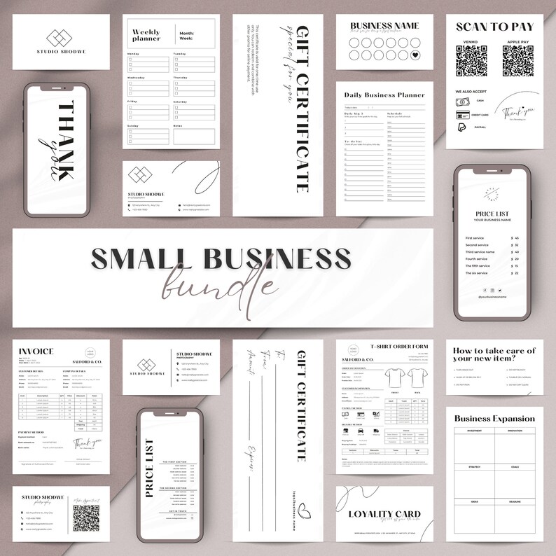 Editable Small Business Bundle Template, Price List, Invoice, Business ...