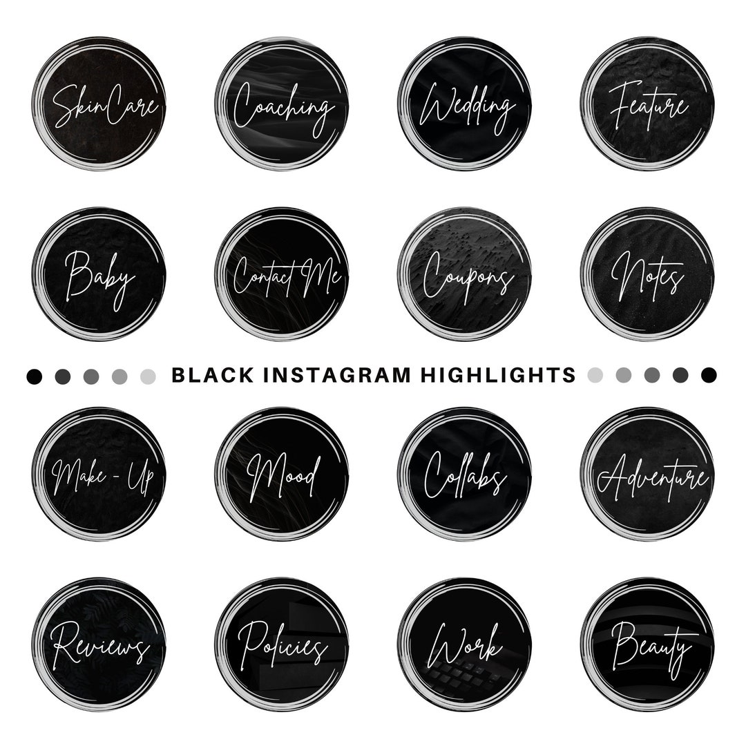 80 Black Instagram Highlight Covers, Minimalist IG Story Highlight Pack ...