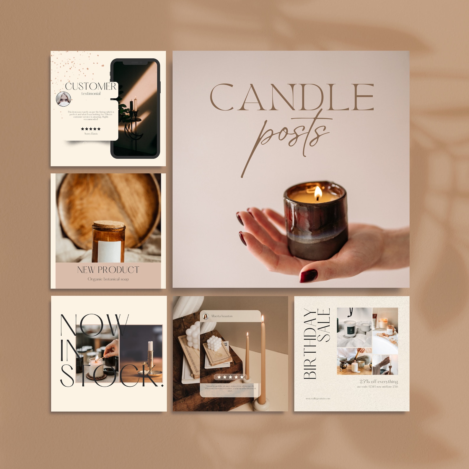 50 Instagram Candle Post Template Canva Minimalist Candlemaker Shop ...