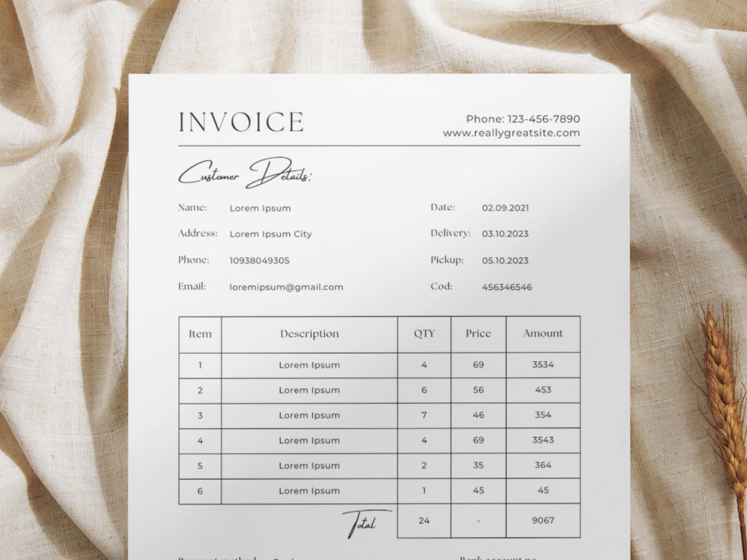 Editable Invoice Printable Aesthetic Order Forms Simple - Etsy España