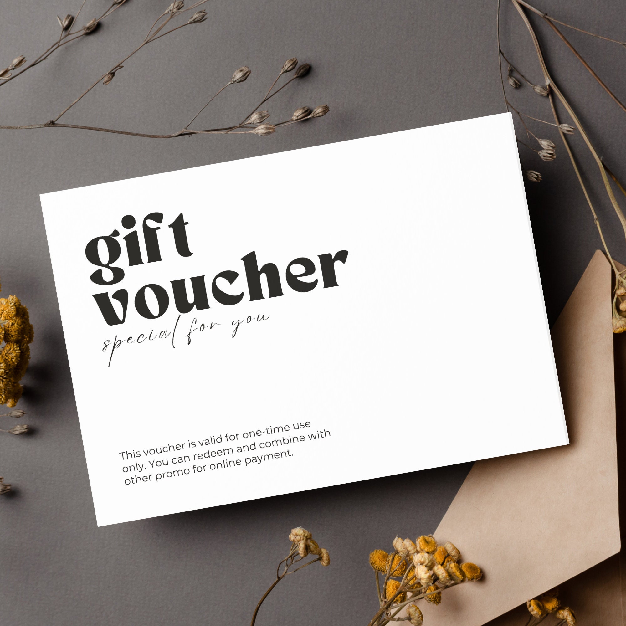 Modern Gift Voucher Template White Canva Editable Gift - Etsy