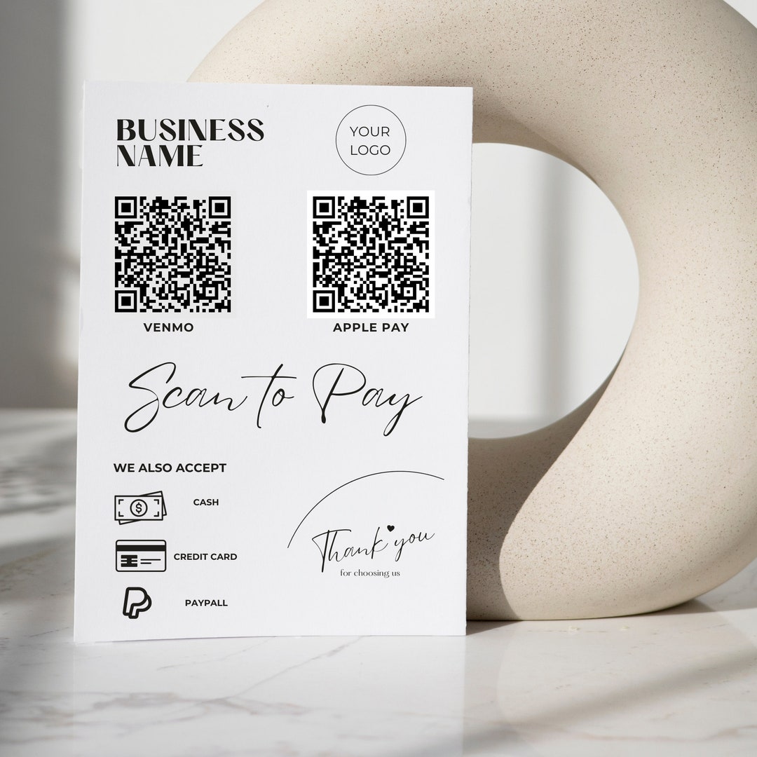 Editable Scan to Pay Sign, Scan to Pay Canva Template, QR Code Sign ...