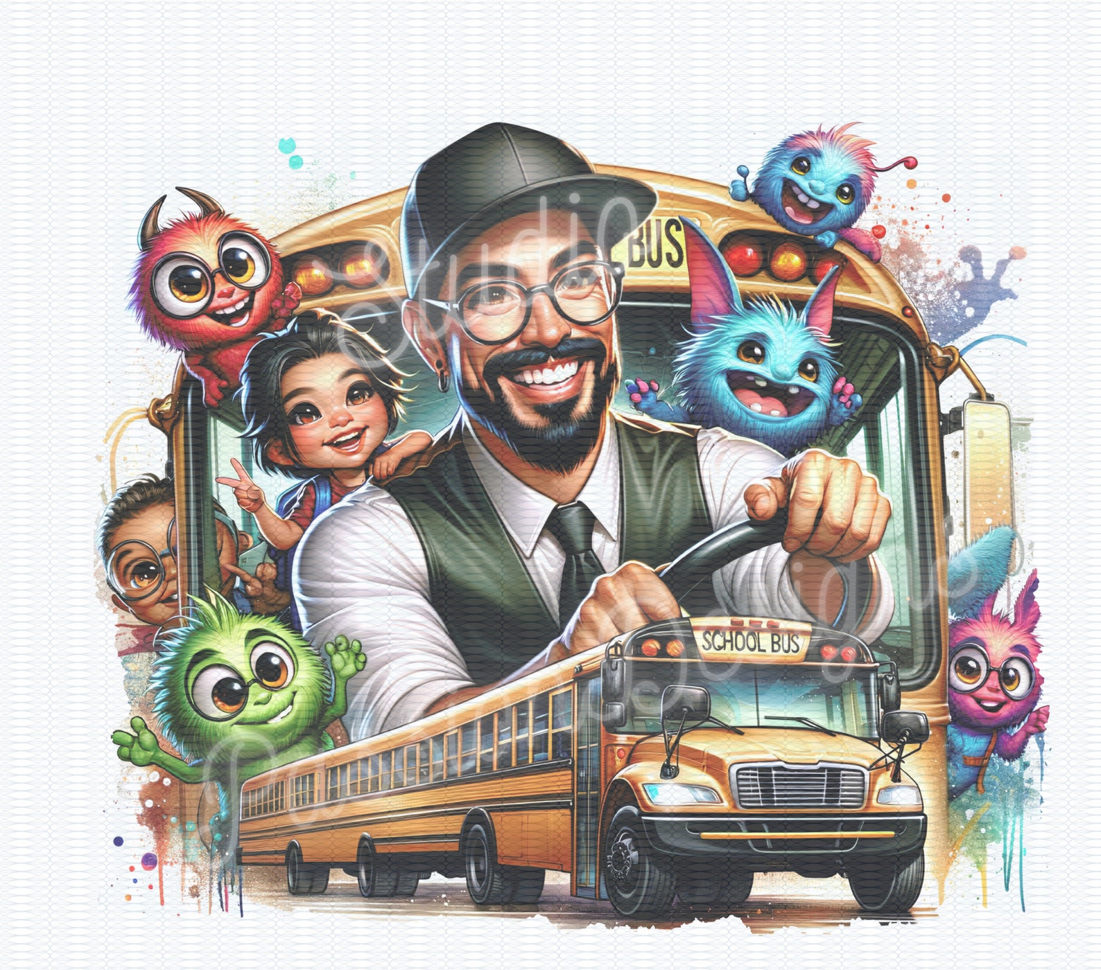 School Bus Driver - School Bus Driver - 2 Versions: WITH and WITHOUT ...