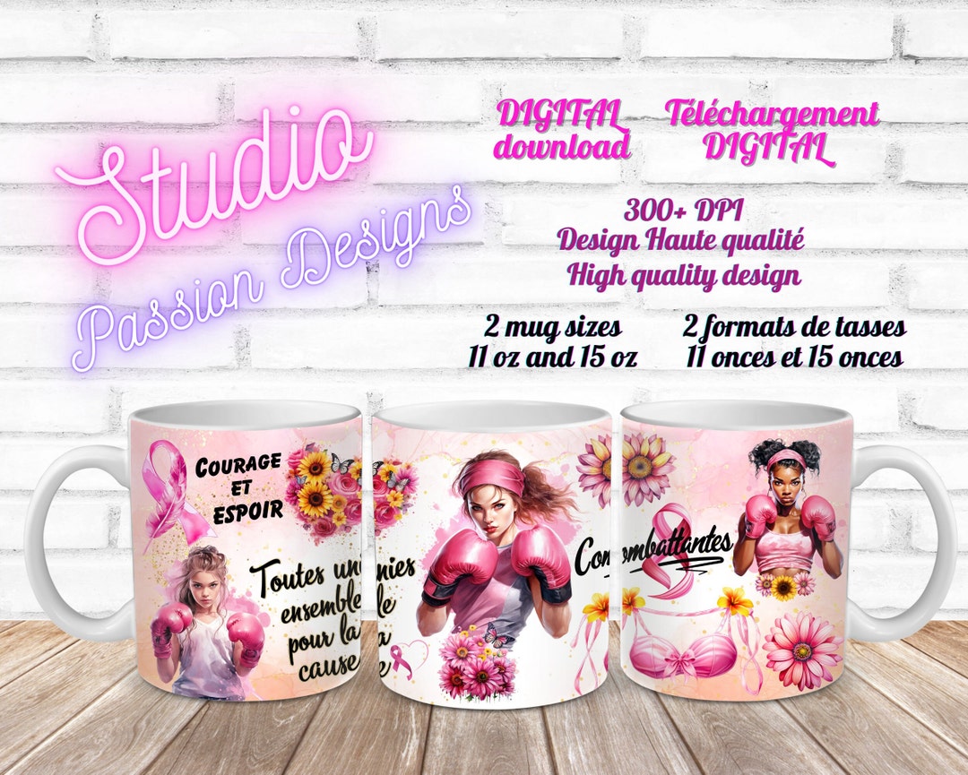 Breast Cancer Awareness THE CAUSE Fighter Fight Boxing Pink Courage ...