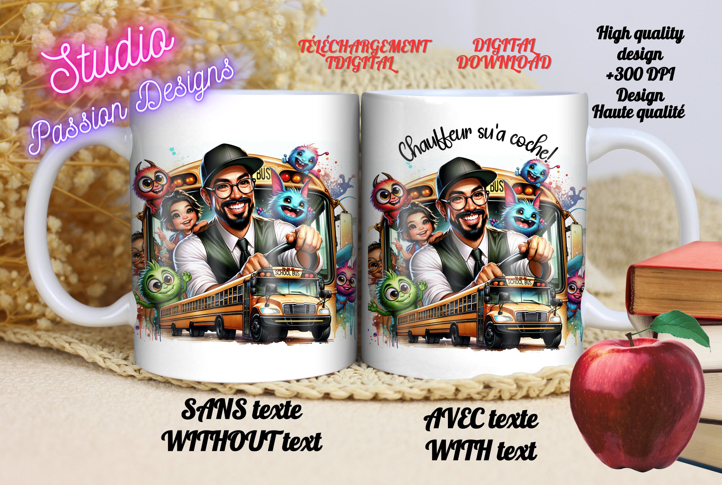 School Bus Driver - School Bus Driver - 2 Versions: WITH and WITHOUT ...